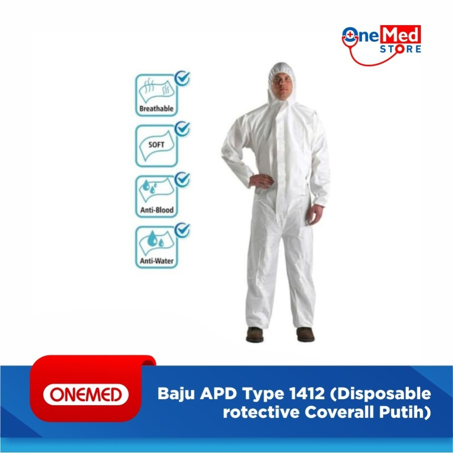 Jual Baju APD Type 1412 (Disposable Protective Coverall Putih) | Shopee ...