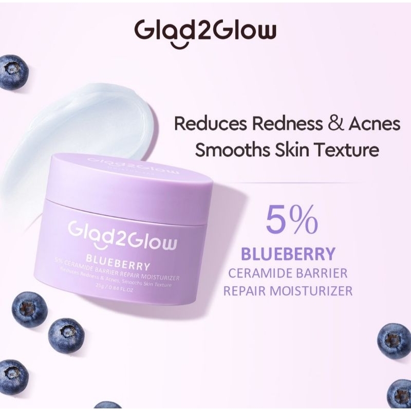 Jual GLAD2GLOW 5% blueberry ceramide barrier repair moisturizer (ungu ...