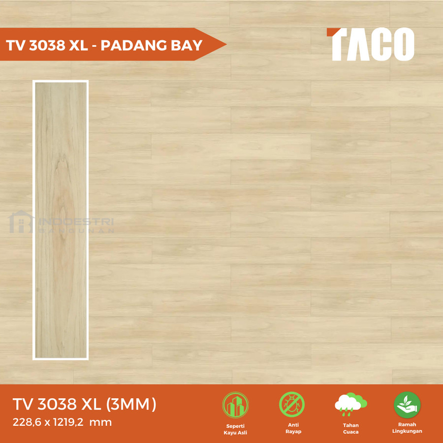 Jual TACO Lantai Vinyl 3mm TV 3038 XL Padang Bay / Lantai Motif Kayu ...