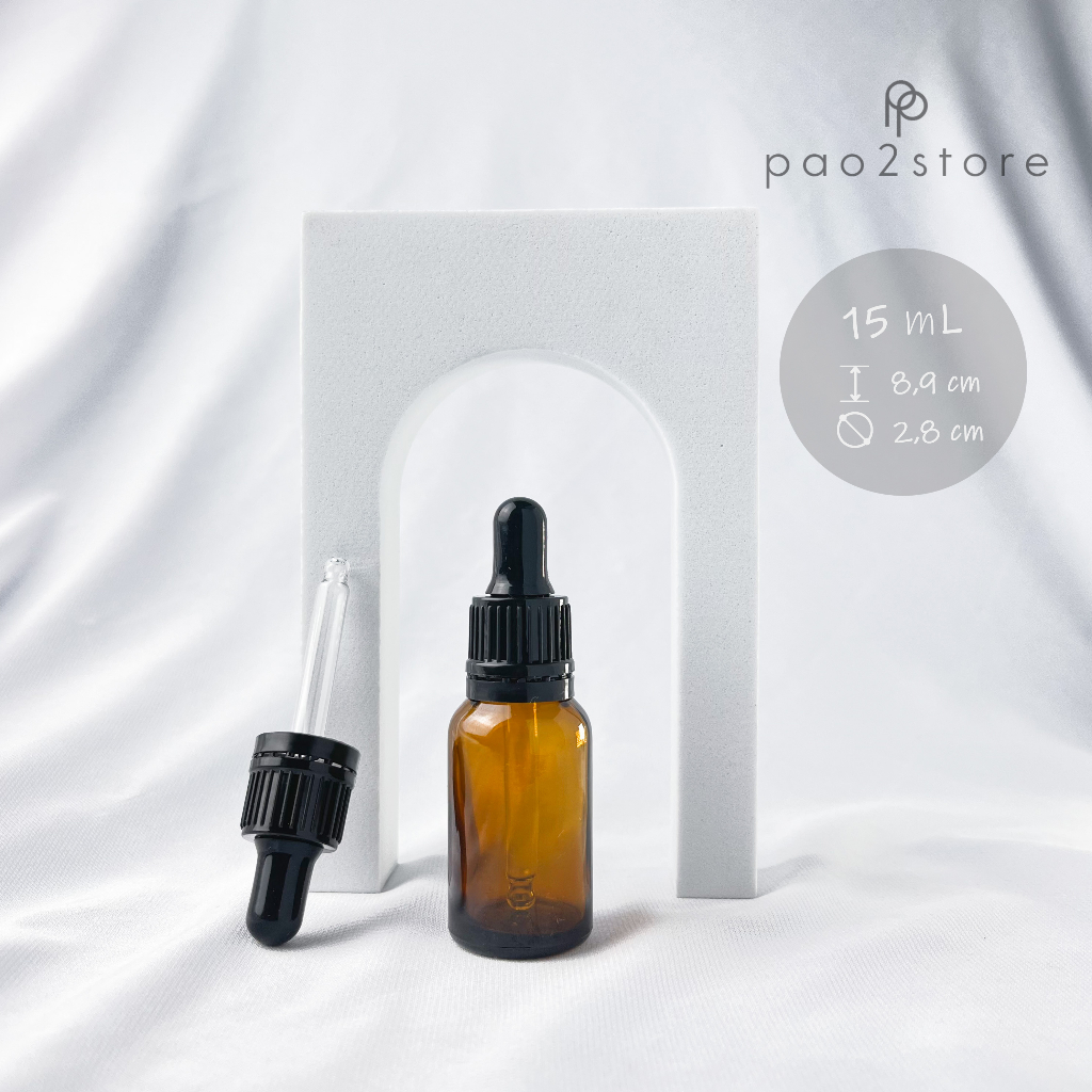 Jual Botol Pipet 15mL Kaca Tebal Amber Coklat - Serum Tetes Pipette ...