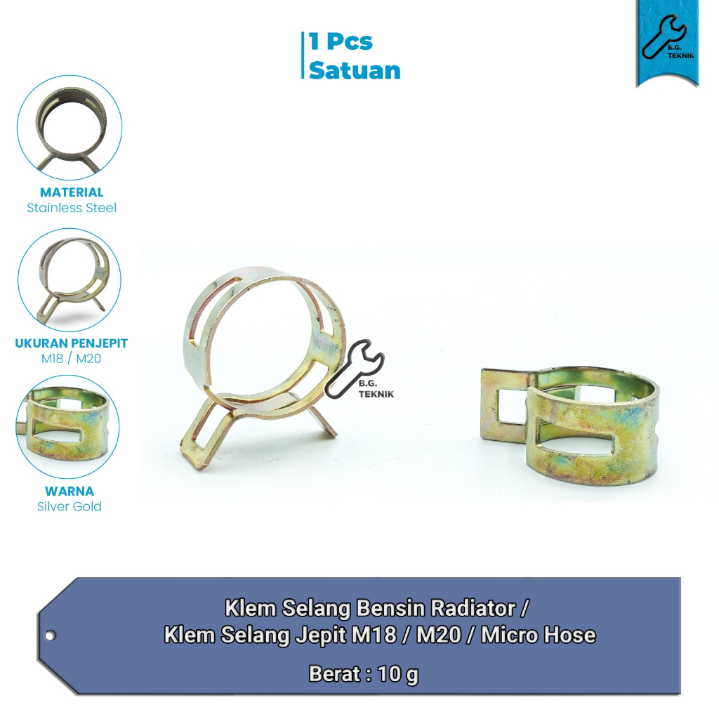 Jual Klem Selang Bensin Radiator / Klem Selang Jepit M18 / M20 / Klem ...