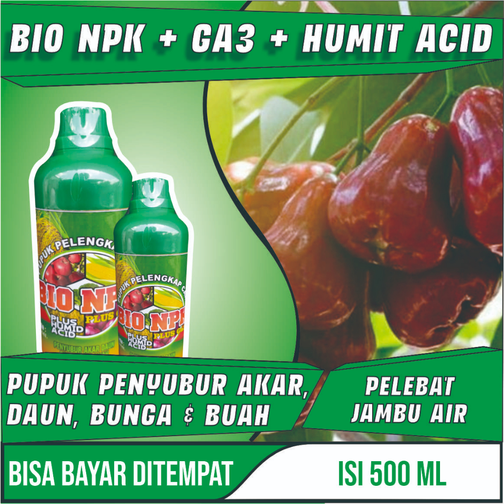 Jual Pupuk Penyubur Akar Daun Bunga dan Buah Jambu Air Merah BIO NPK GAZA 500ML Pupuk NPK Cair ...