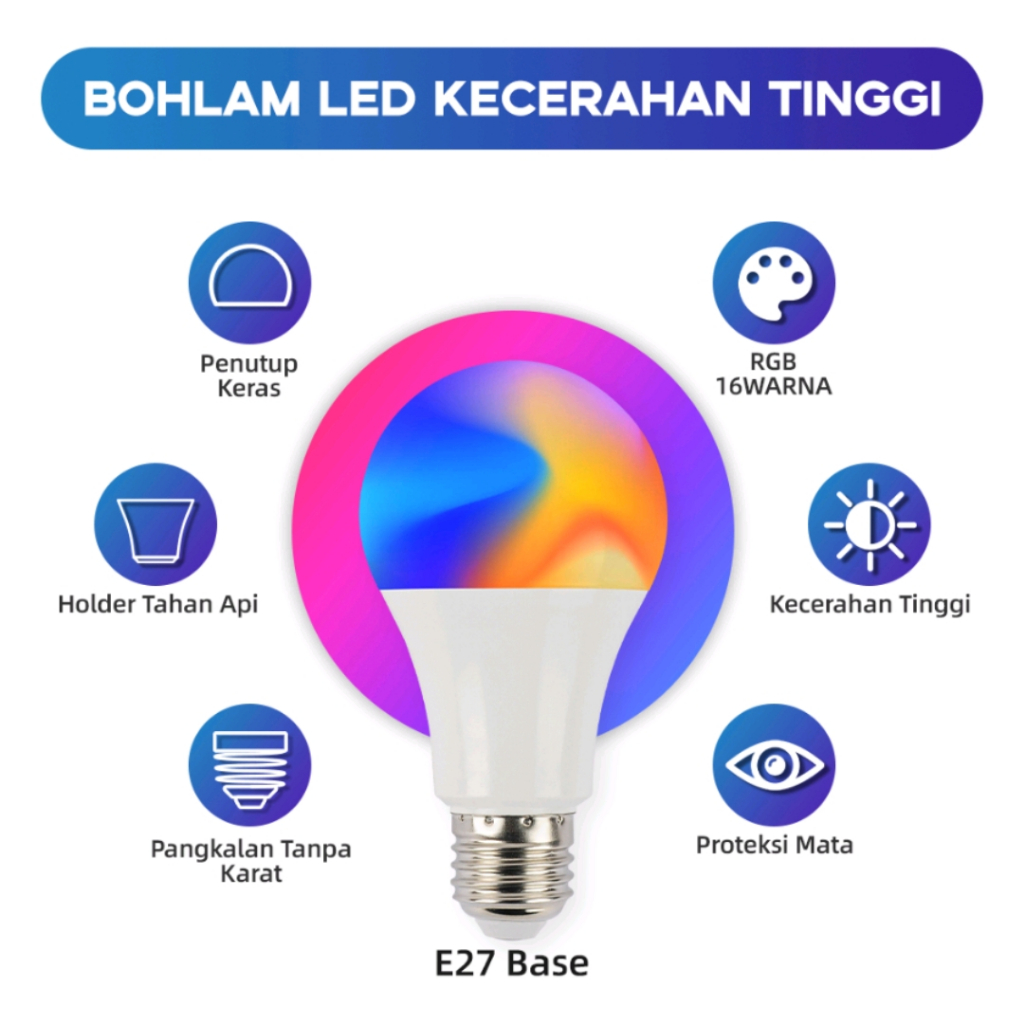 Jual LED RGB BULB REMOTE CONTROL BOHLAM LAMPU 16 WARNA WARNI | Shopee ...