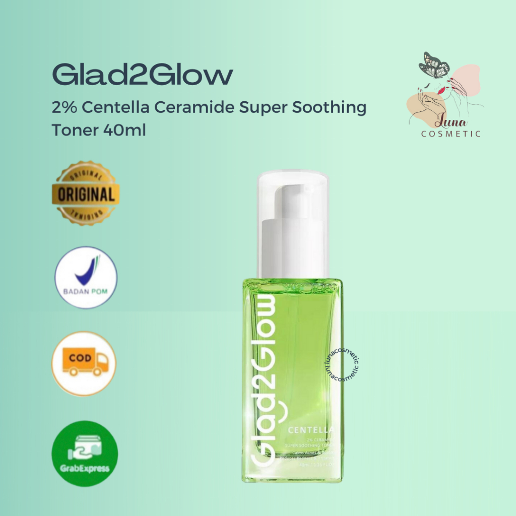 Jual Glad2Glow 2% Centella Ceramide Super Soothing Toner 40ml | Calms Acnes & Bumps Reduces ...
