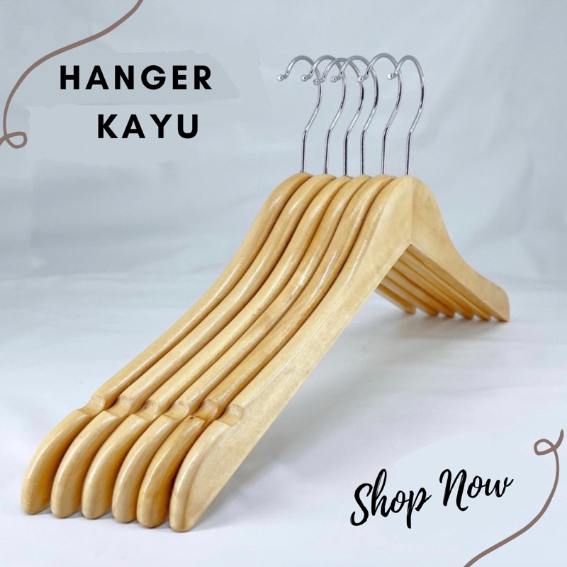 Jual SAF Gantungan Kayu Satuan / Hanger Kayu Baju Dewasa / Hanger ...
