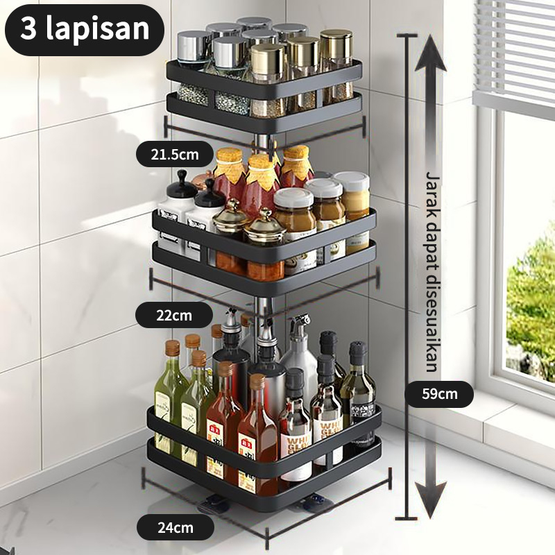 Jual Rak Dapur Berputar Rak Bumbu Meja Sudut Minyak Saus Garam Cuka ...