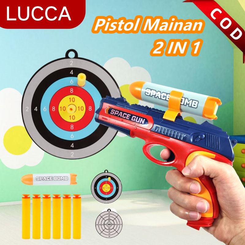 Jual Mainan Pistol Peluru NERF 2 IN 1 DIY Merakit Pistol Peluru ...