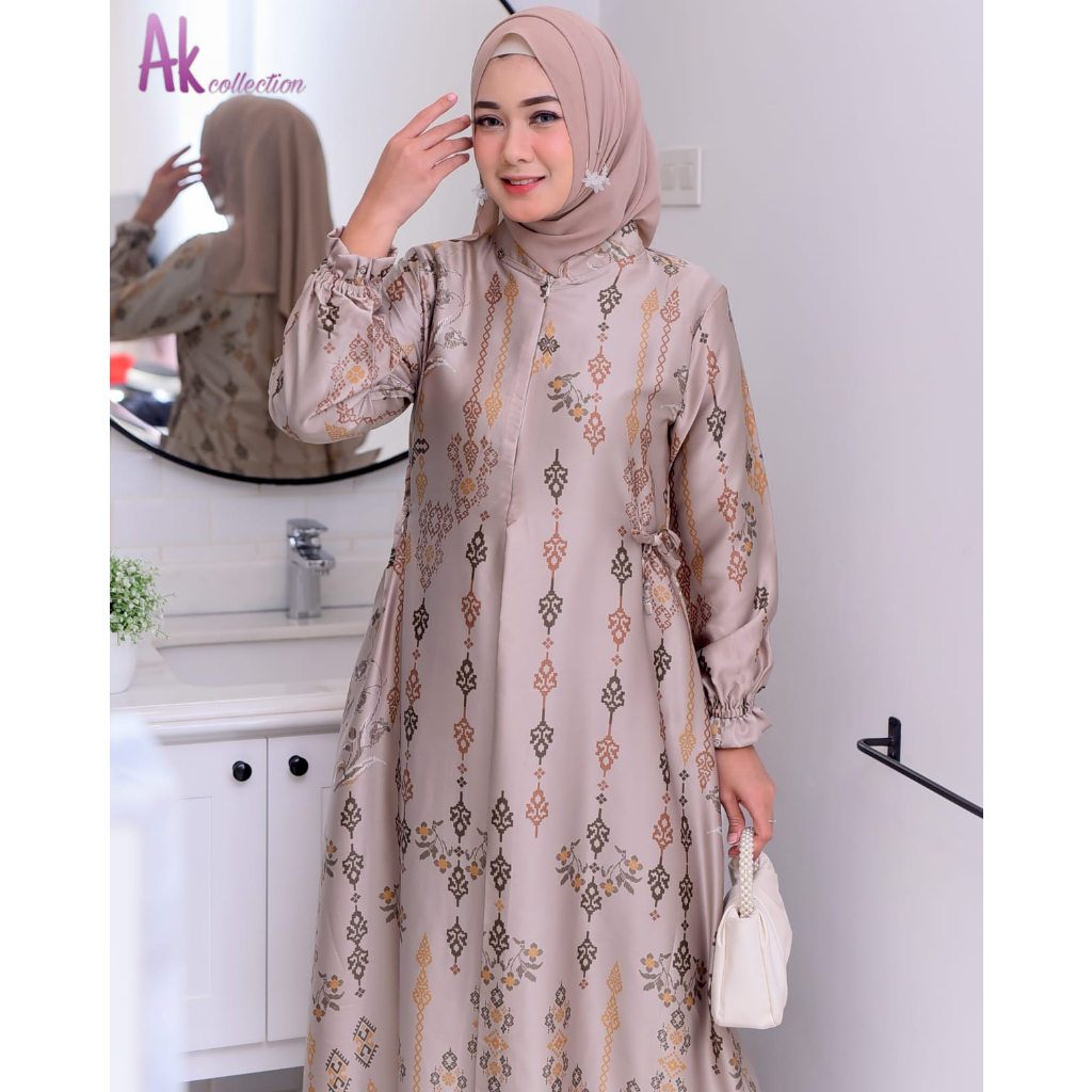 Jual gamis zulfa motif silk premium busui friendly | Shopee Indonesia