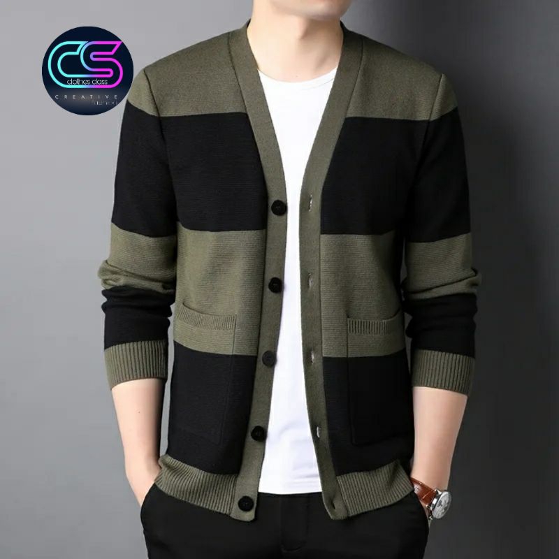 Jual Cardigan Pria Casual Motif Salur Cotton Rajut Halus Premium ...