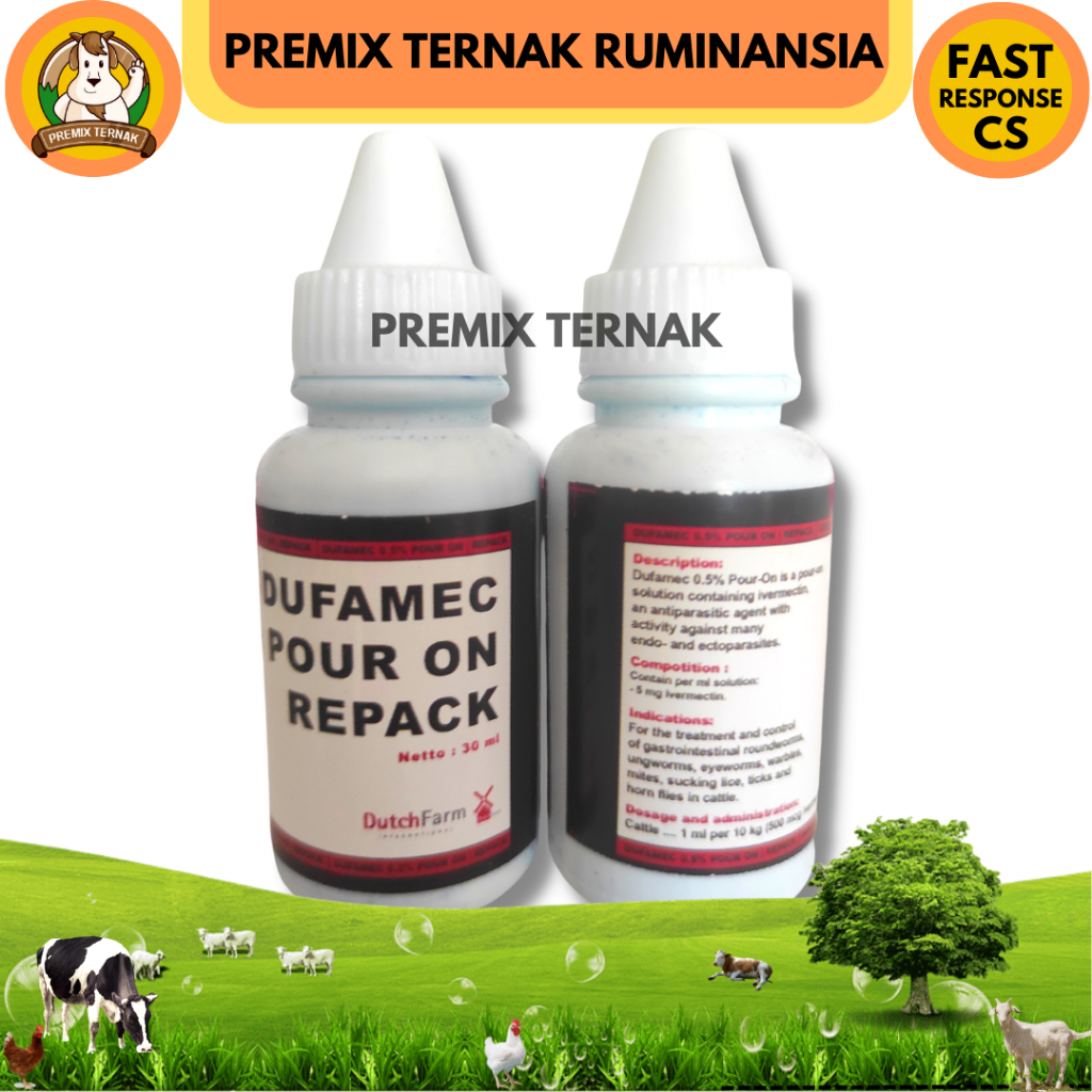 Jual DUFAMEC POUR ON 30ML - Obat Cacing Sapi Tetes, obat kutu, obat ...