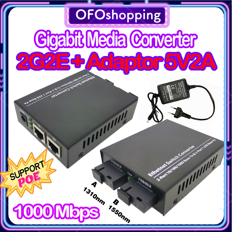 Jual 2G2E Media Converter Htb 2 Fo 2 Lan 1000 Mbps Ethernet Switch Support Poe 2 SC 2 LAN Fiber ...
