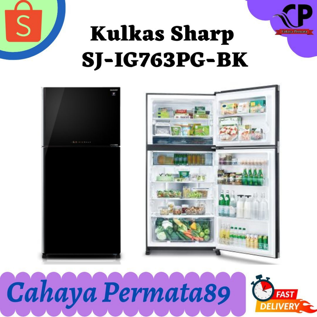 Jual Kulkas Sharp SJ-IG763PG-BK Kulkas 2 Pintu Mega Freezer J-Tech ...