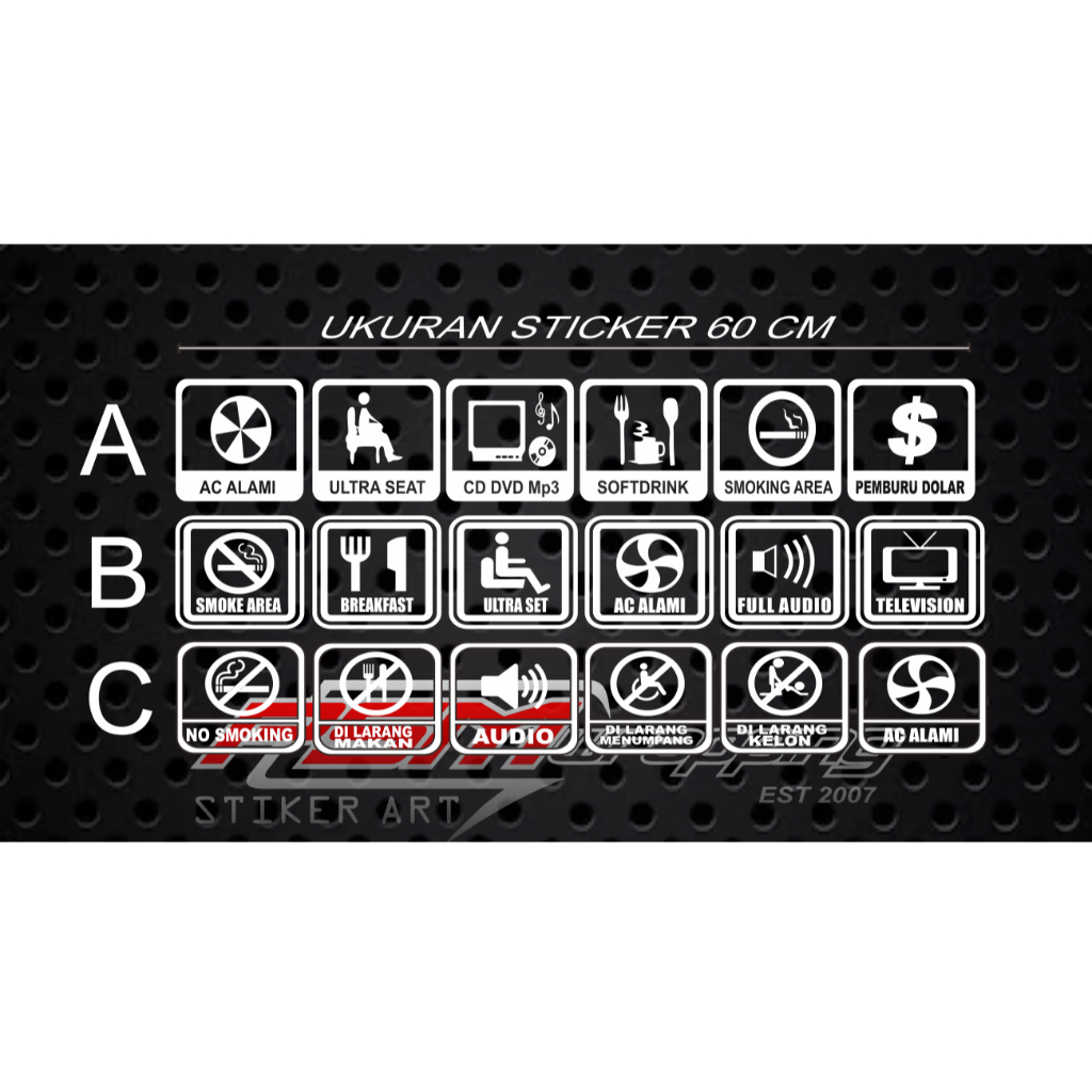 Jual Cutting Sticker Fasilitas Bus Mobil Truk Truck Set Sticker Bus Bis ...