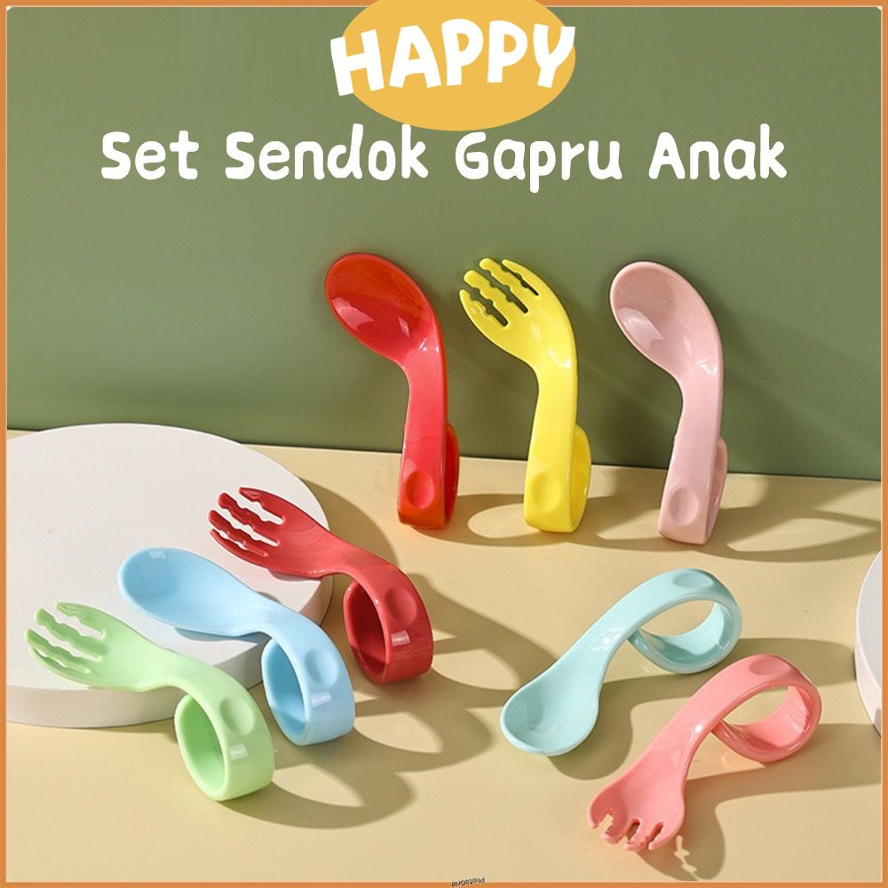 Jual Homimart Sendok Garpu Anak Bayi Belajar Makan Bengkok Training Spoon Baby 2 in1 | Shopee ...