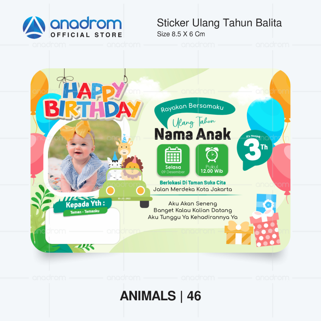 Jual Sticker Label Ulang Tahun Balita | Sticker Label Box Makanan ...