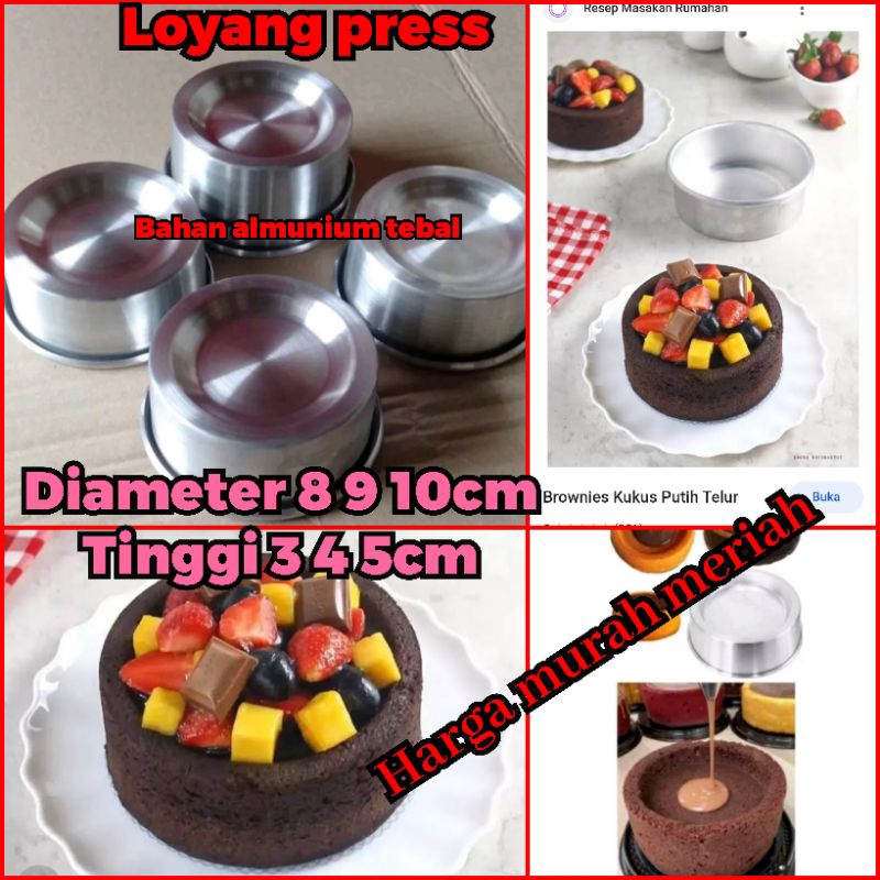 Jual loyang brownies bulat cakes mini/bolu piscina 8cm 9cm 10cm (1pcs ...