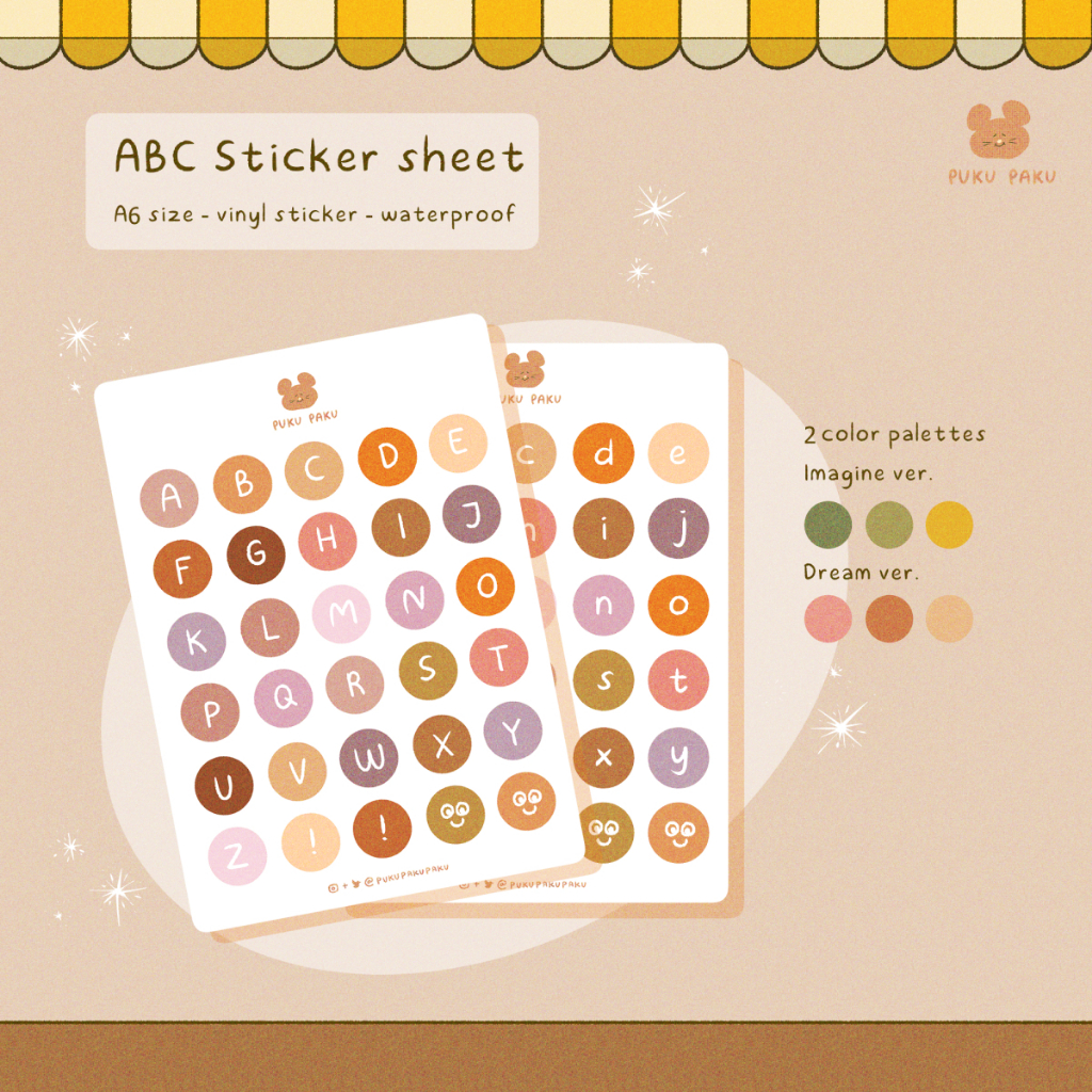 Jual ABC Sticker Sheet Cute Lucu Jurnal Huruf Alphabet | Shopee Indonesia