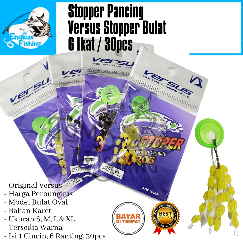 Jual Stopper Pancing Versus Bulat 30 pcs Hitam / Kuning Perbungkus ( S ...