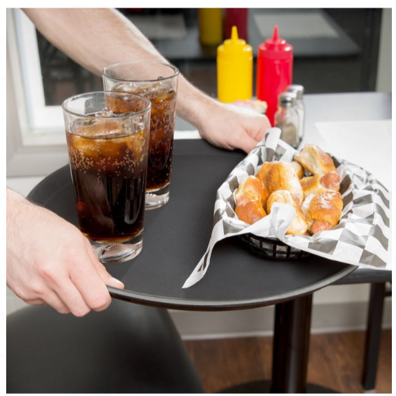 Jual MUTU Nampan Pelayan Anti Slip Bulat Cokelat 14 Inch Tray Restoran ...