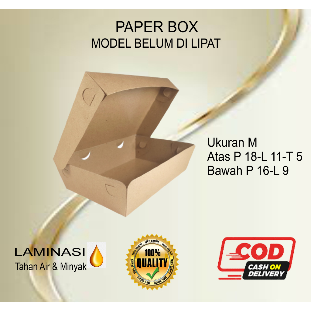 Jual Lunch Bok ( Isi 500 PCS ) Dus Makanan Kotak Tempat Nasi Paper Bok ...