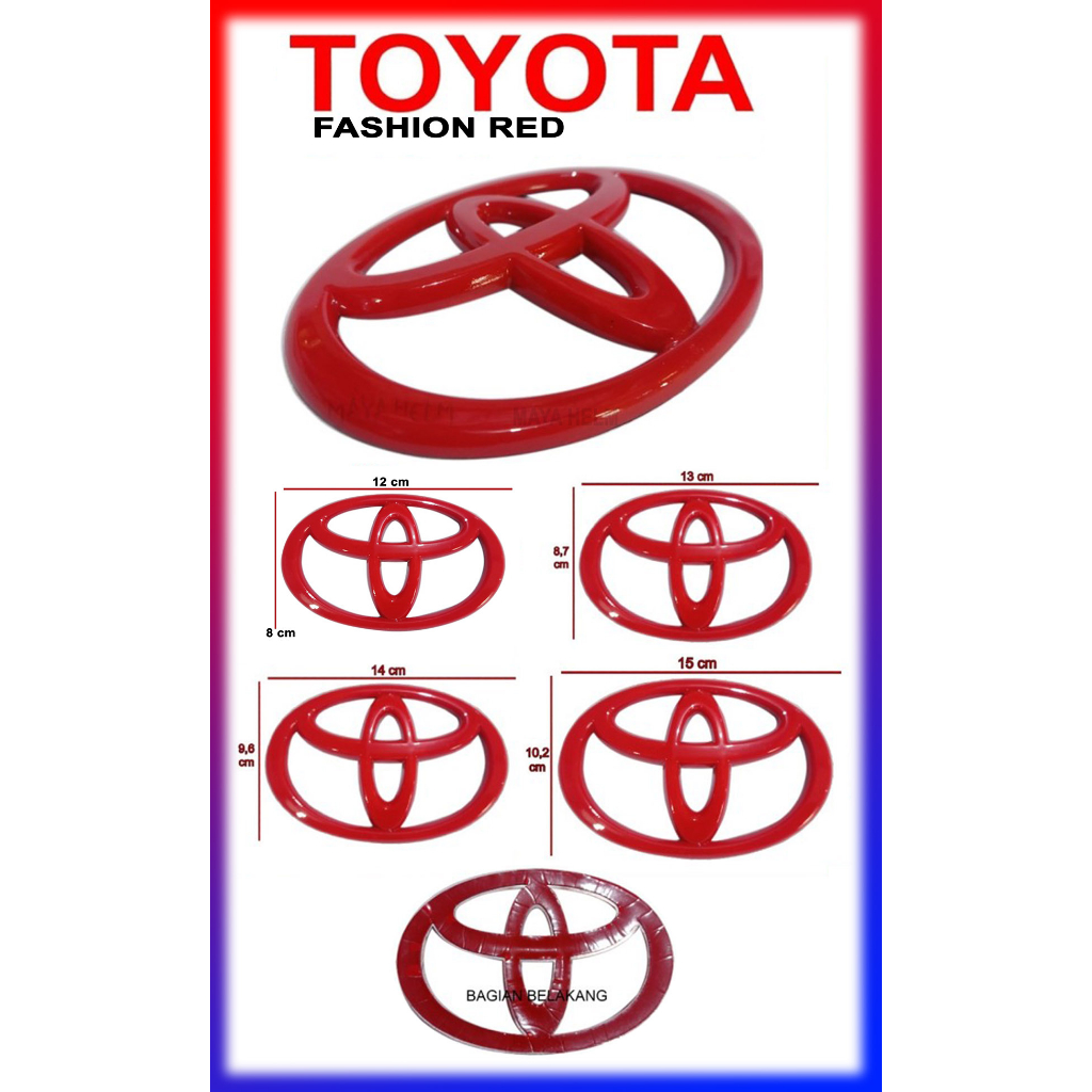 Jual Emblem Logo Mobil Toyota Merah Exclusive berbagai ukuran | Shopee ...