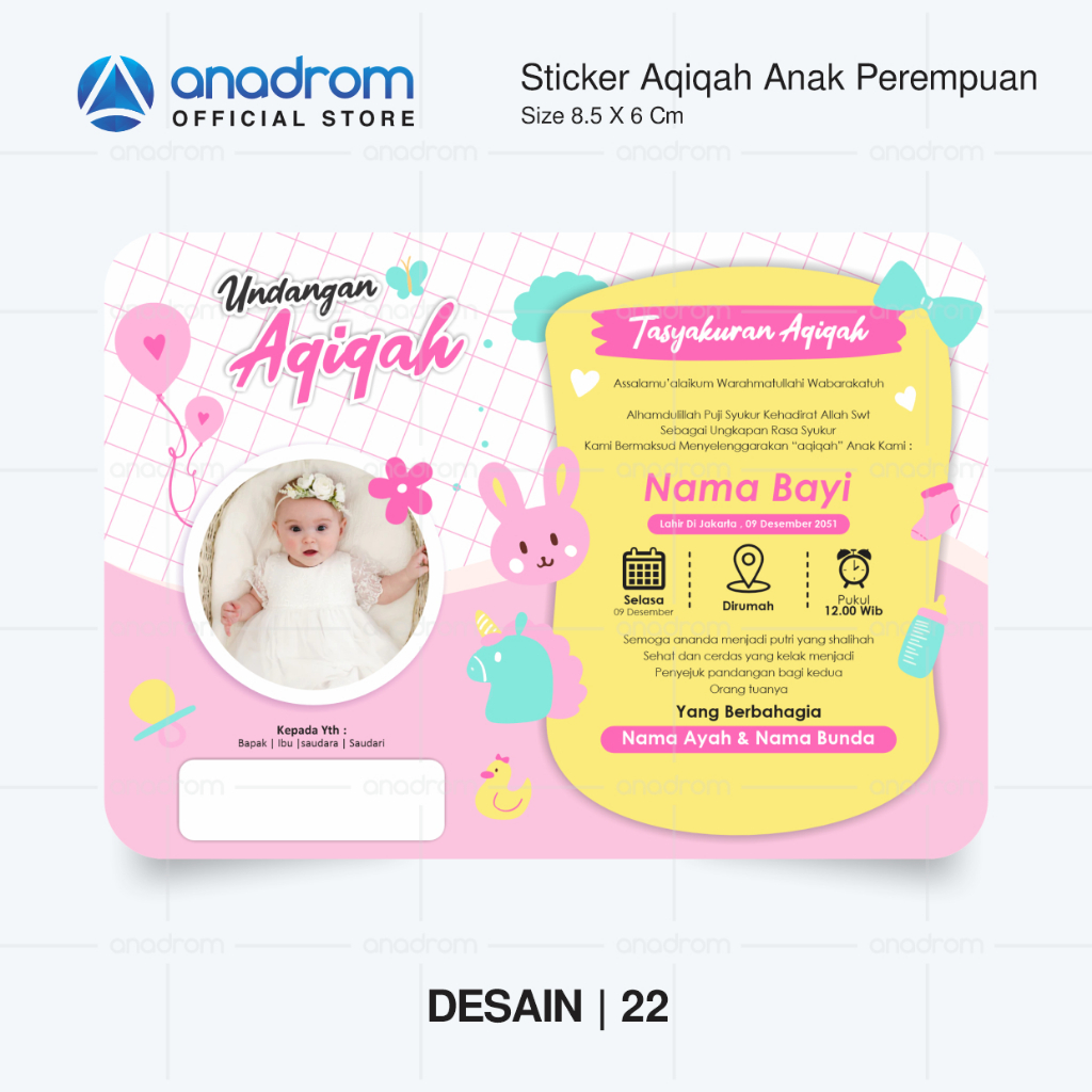 Jual Sticker Label Aqiqah Anak Perempuan | Sticker Label Box Makanan ...