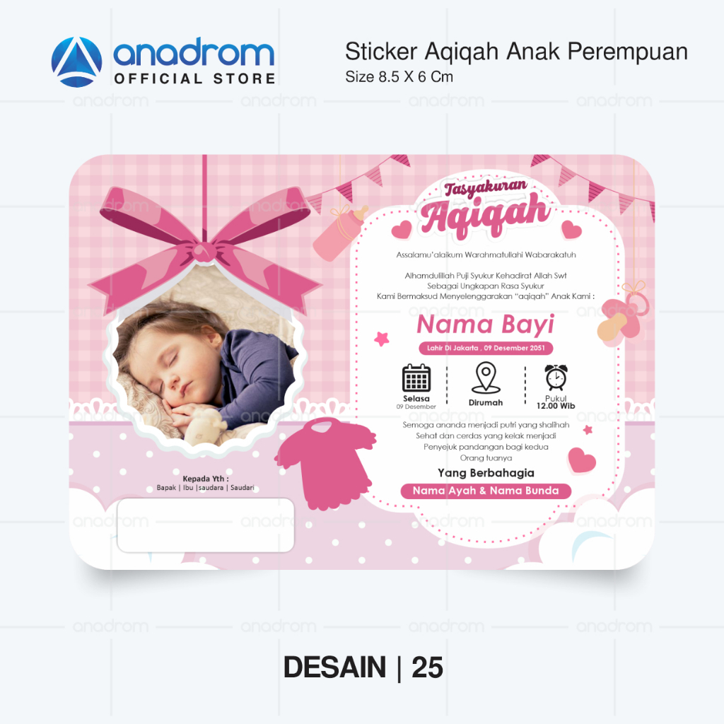 Jual Sticker Label Aqiqah Anak Perempuan | Sticker Label Box Makanan ...