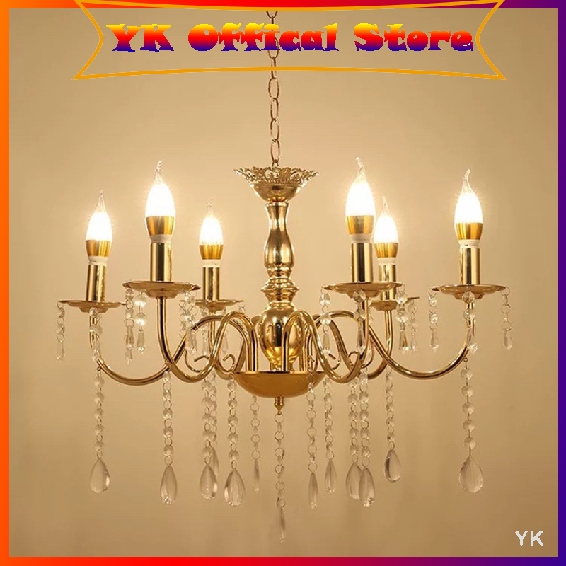 Jual Lampu Gantung Kristal Ruang Tamu Gaya Retro 6/8/12 Lampu Dekorasi ...