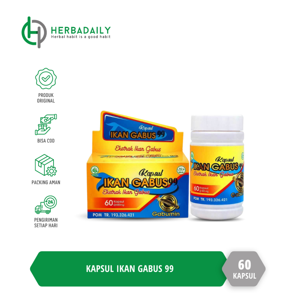 Jual KAPSUL IKAN GABUS 99 Ekstrak Albumin Al Kaustar Isi 60 Kapsul ...