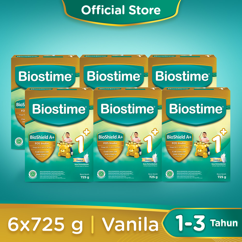 Jual Biostime 1+ Vanilla 725gr Susu Pertumbuhan Anak 1-3 tahun 6 Box ...