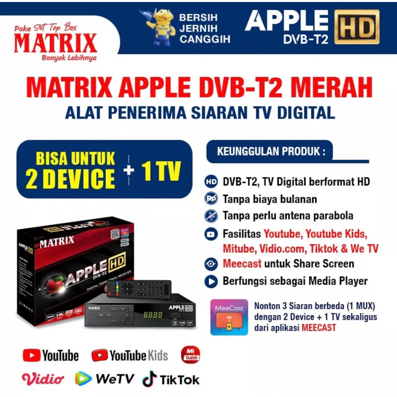 Jual Set Top Box Receiver Matrix DVB T2 Apple HD Terbaru DVB T-2 ...