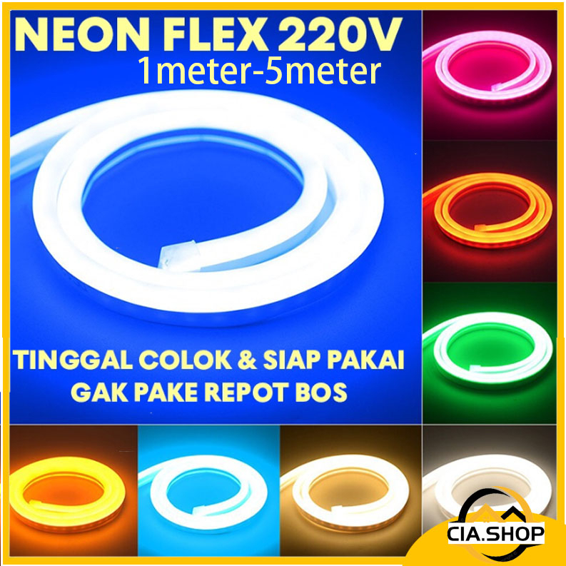 Jual Paket Lampu Neon Flex 220v 1m 2m 3m 4m 5m 5 meter Led Selang ...