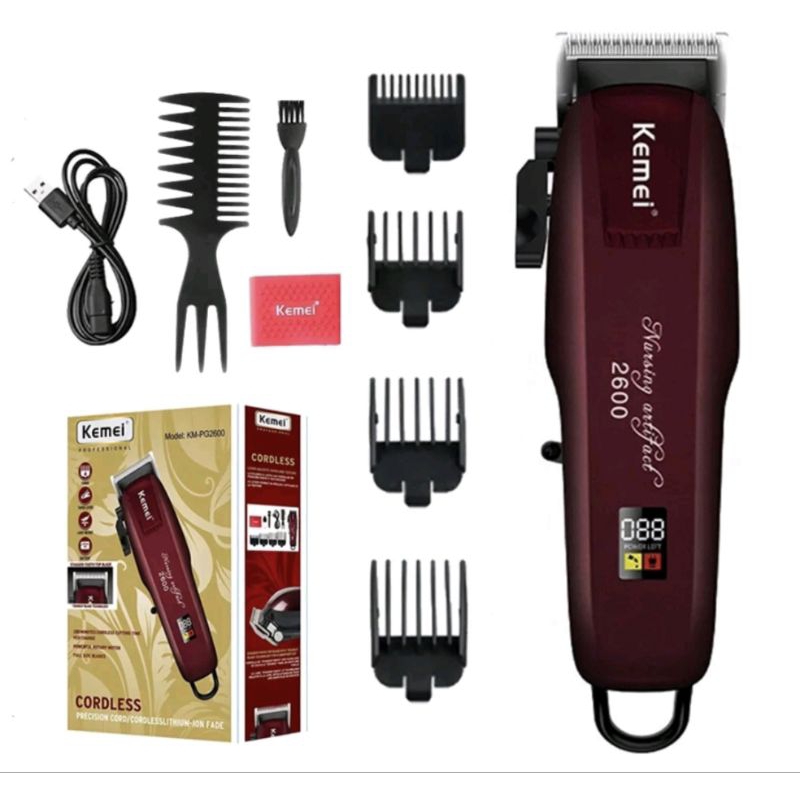 Jual kemei KM-PG2600 ALAT MESIN CUKUR RAMBUT WIRELESS HAIR CLIPPER RECHARGEABLE | Shopee Indonesia