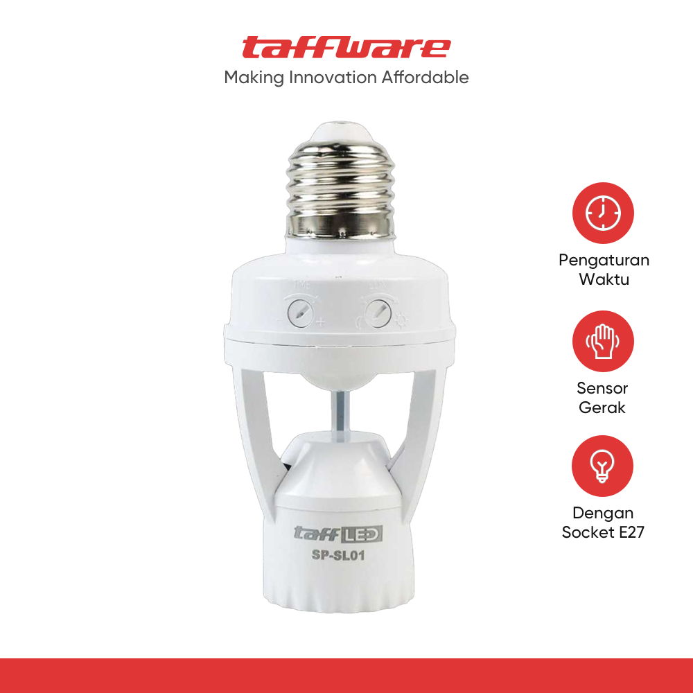 Jual TaffLED Fitting Lampu Bohlam PIR Sensor 2000 LUX 240V 60W E27 - SP ...