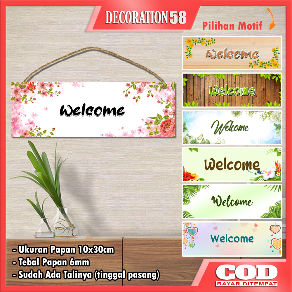 Jual Papan Tulisan Welcome Hiasan Pajangan Dinding Gantungan Pintu ...