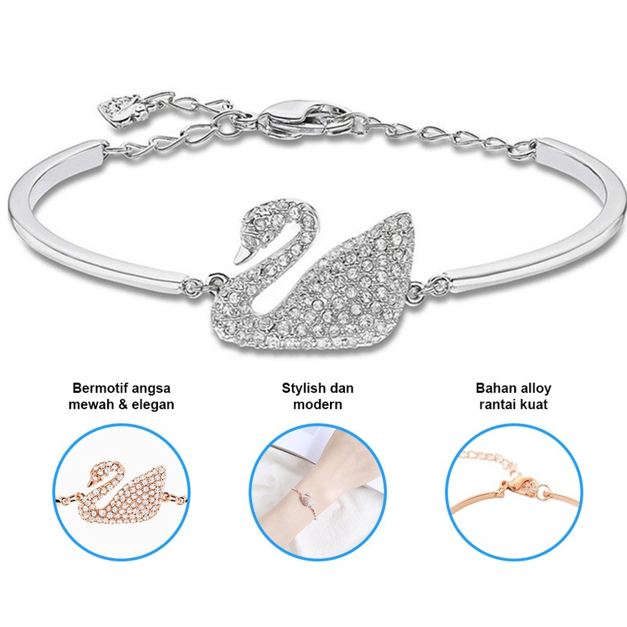 Jual Gelang Bracelets ZamZam C5 Keren Fashion Swan Cuff Bracelet with ...