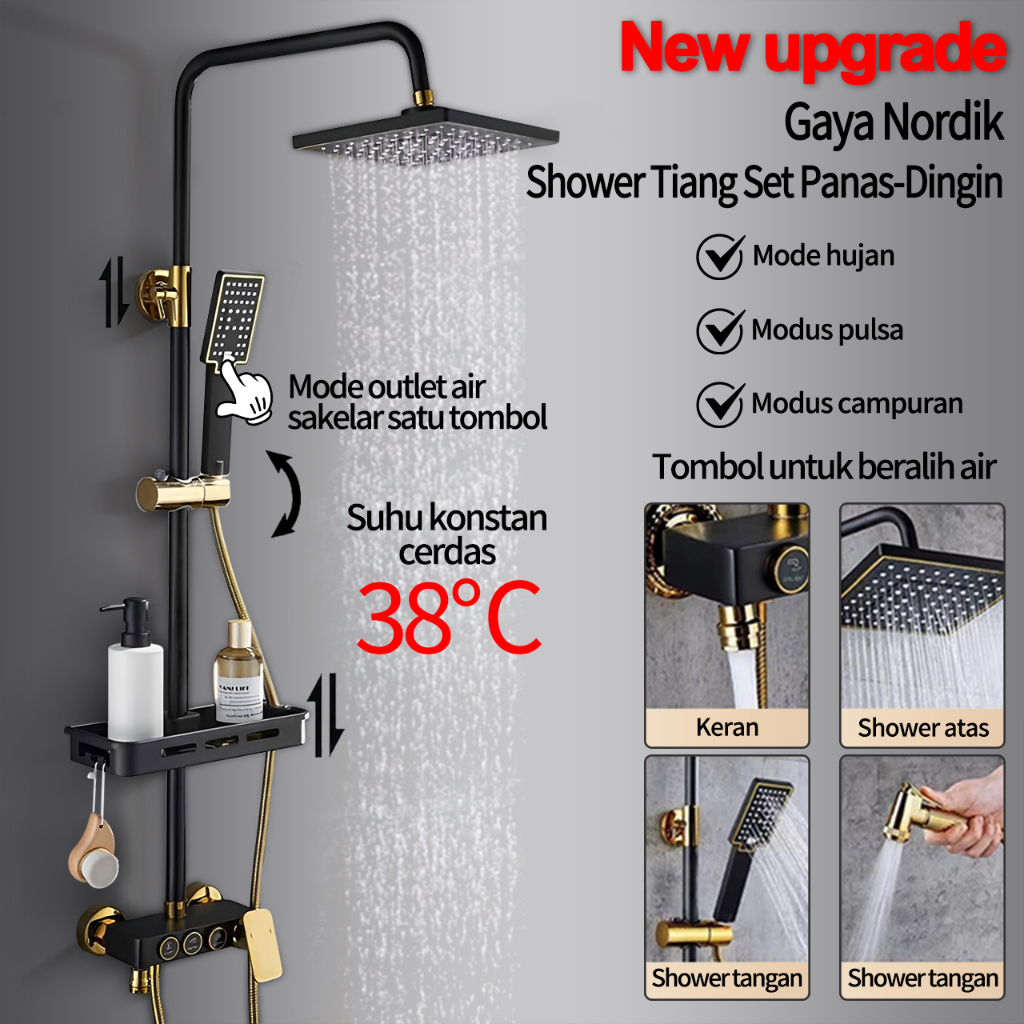 Jual Shower Kamar Mandi 1 Set + Kran Cabang/Shower Mandi Set Stainless/Mandi Shower Set Full ...