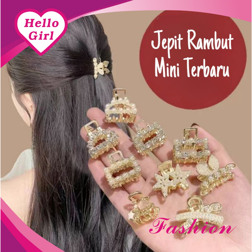 Jual (Hello Girl)F246 INS Korean Square Acrylic Mini Hair Claw Clip girl Women Fashion Gold ...