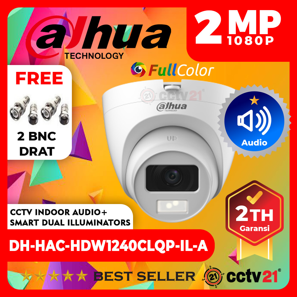 Jual CCTV / Camera 2Mp ColorVu+Audio DAHUA DH-HAC-HDW1240CLQP-IL-A Full ...