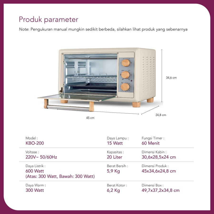Jual Kirin Oven Omni Listrik 20 Liter KBO-200 KBO200 / KBO200 Low Watt | Shopee Indonesia