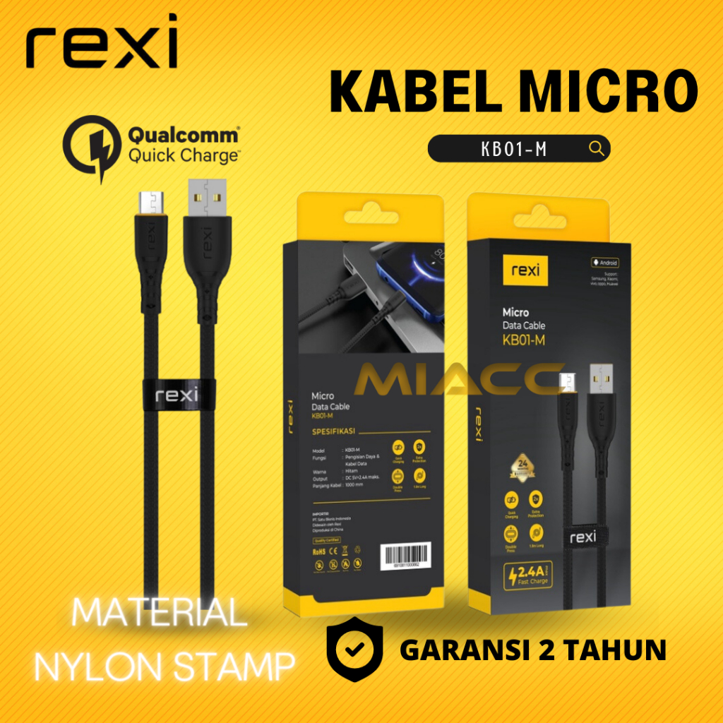 Jual Rexi Kabel Data Micro Nylon Stamp 2.4A Fast Charge Double Press ...