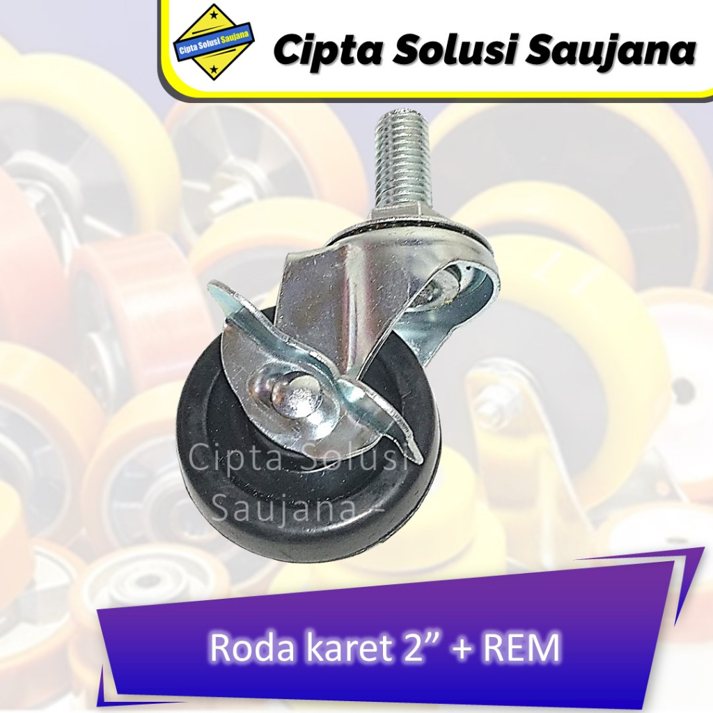 Jual RODA KARET HITAM HIDUP REM DRAT 12mm 2" AS BAUT DRAT TUSUK RODA ...