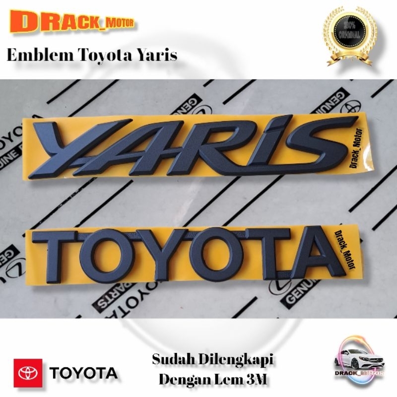 Jual EMBLEM TULISAN TOYOTA YARIS HITAM DOFF ORIGINAL / LOGO EMBLEM ...