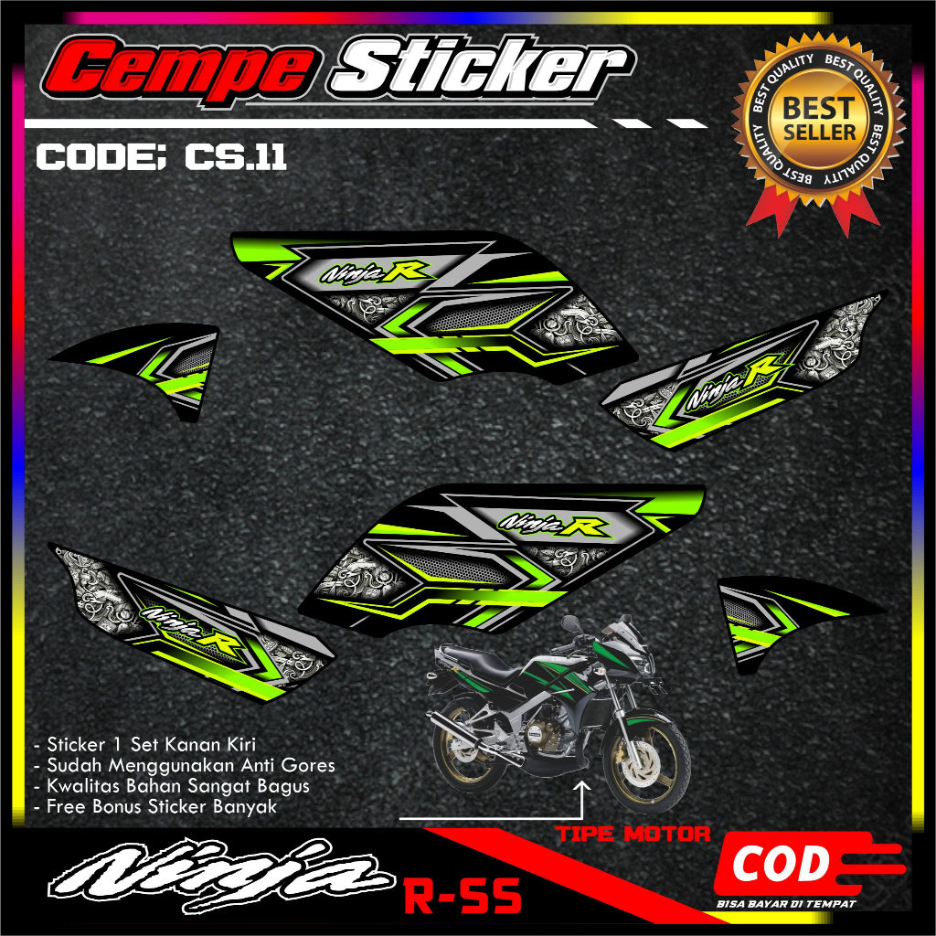 Jual Stiker Lis Variasi Ninja R / SS Decal Striping Standar Ninja R ...