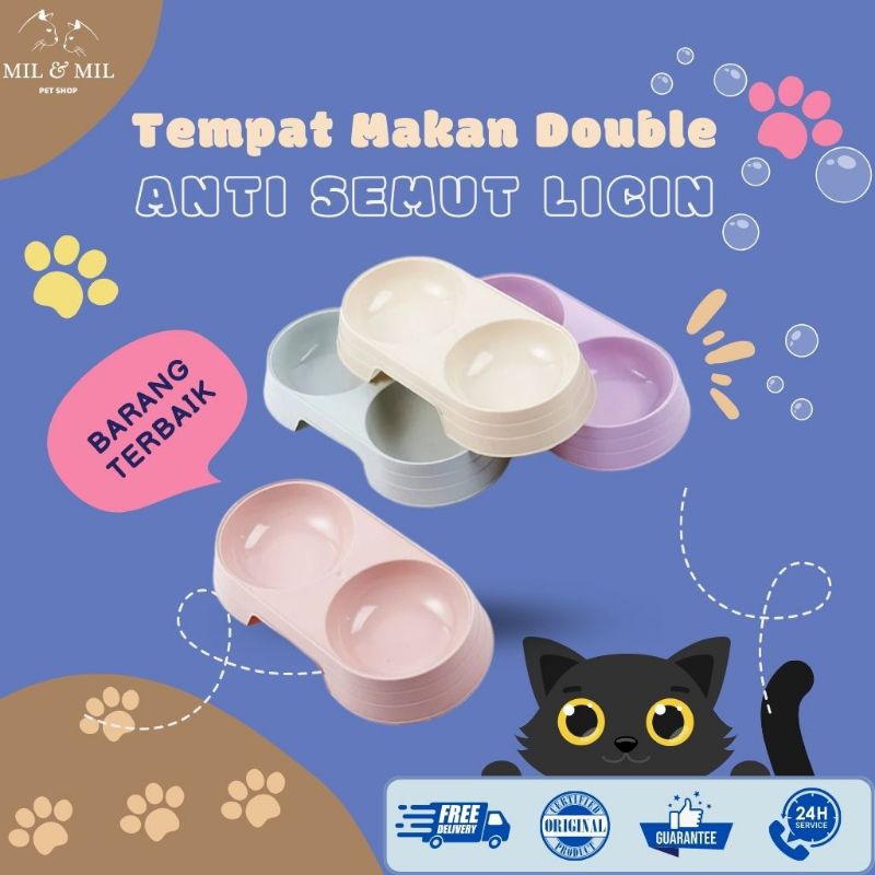 Jual Tempat Makan Double Varian 2 untuk Kucing Anti Semut & Licin ...
