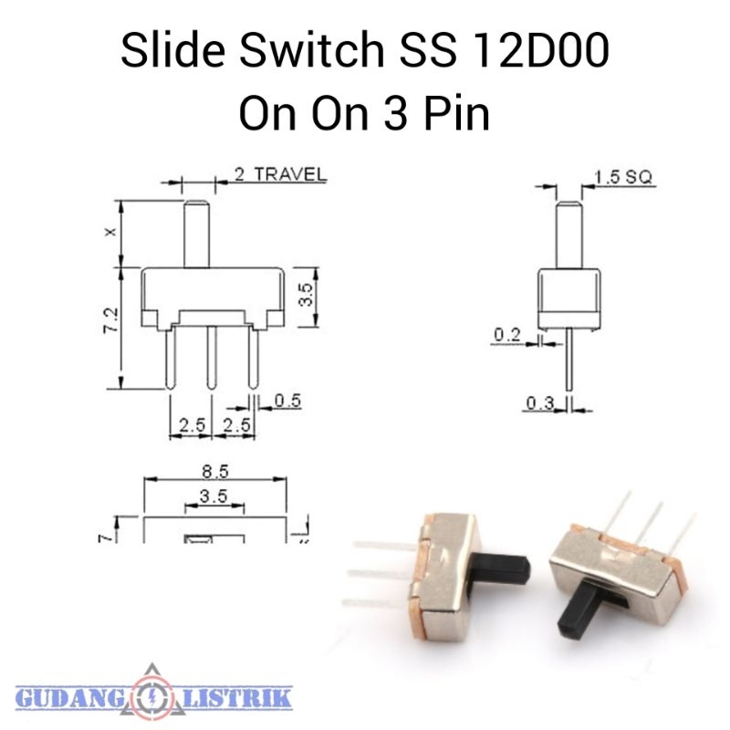 Jual SS12D00 Saklar Geser Mini Slide Switch On Off 3 Pin 2 Way SPDT | Shopee Indonesia