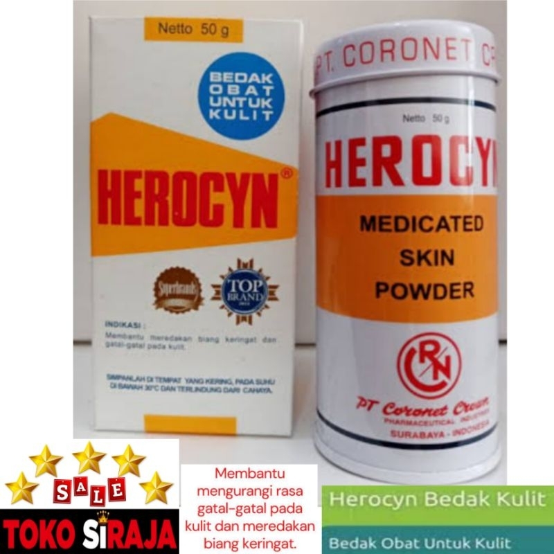 Jual HEROCYN 50 GRAM BEDAK UNTUK KULIT GATAL / BEDAK POWDER HEROCYN 50 ...