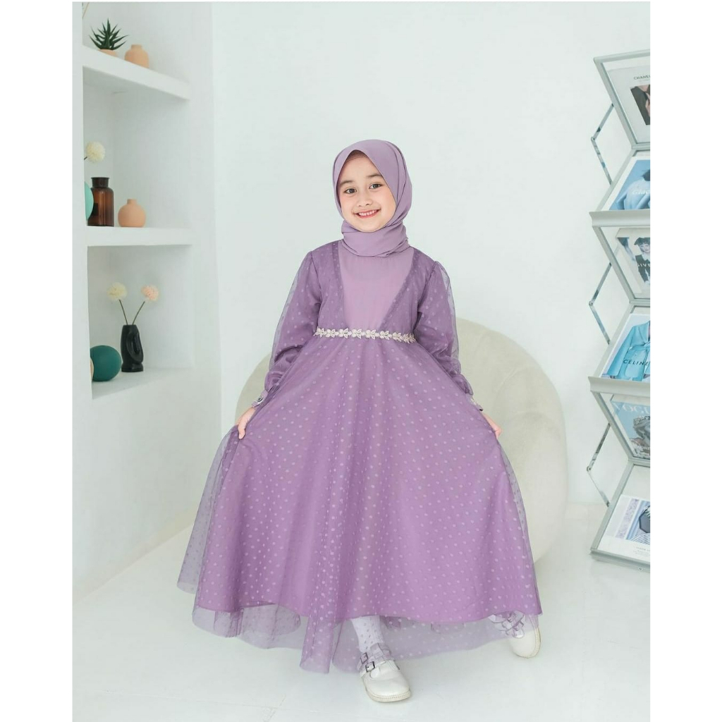 Jual ALYONA LILAC / GAMIS ANAK / DRESS ANAK / FREE HIJAB | Shopee Indonesia