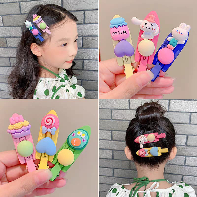 Jual (1set isi 5pcs) Jepit Rambut Kartun Lucu Sanrio Klip Poni Korea ...