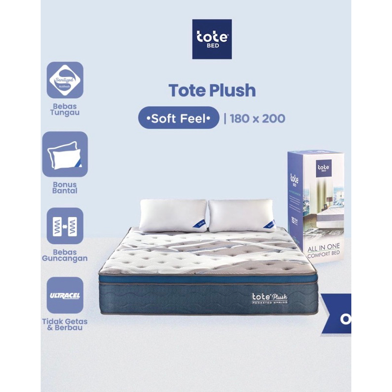 Jual Tote Bed Kasur In a Box Pocket Spring With Plushtop ukuran 180 x ...